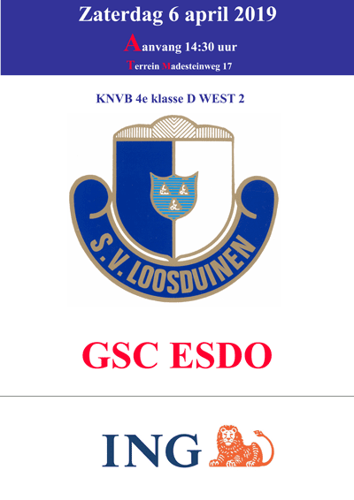 Voorbeschouwing S.V. Loosduinen - GSC ESDO, zaterdag 6 april 2019 - S.V ...